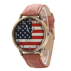 American Flag Watch (Brown Band) | FlagandBanner.com