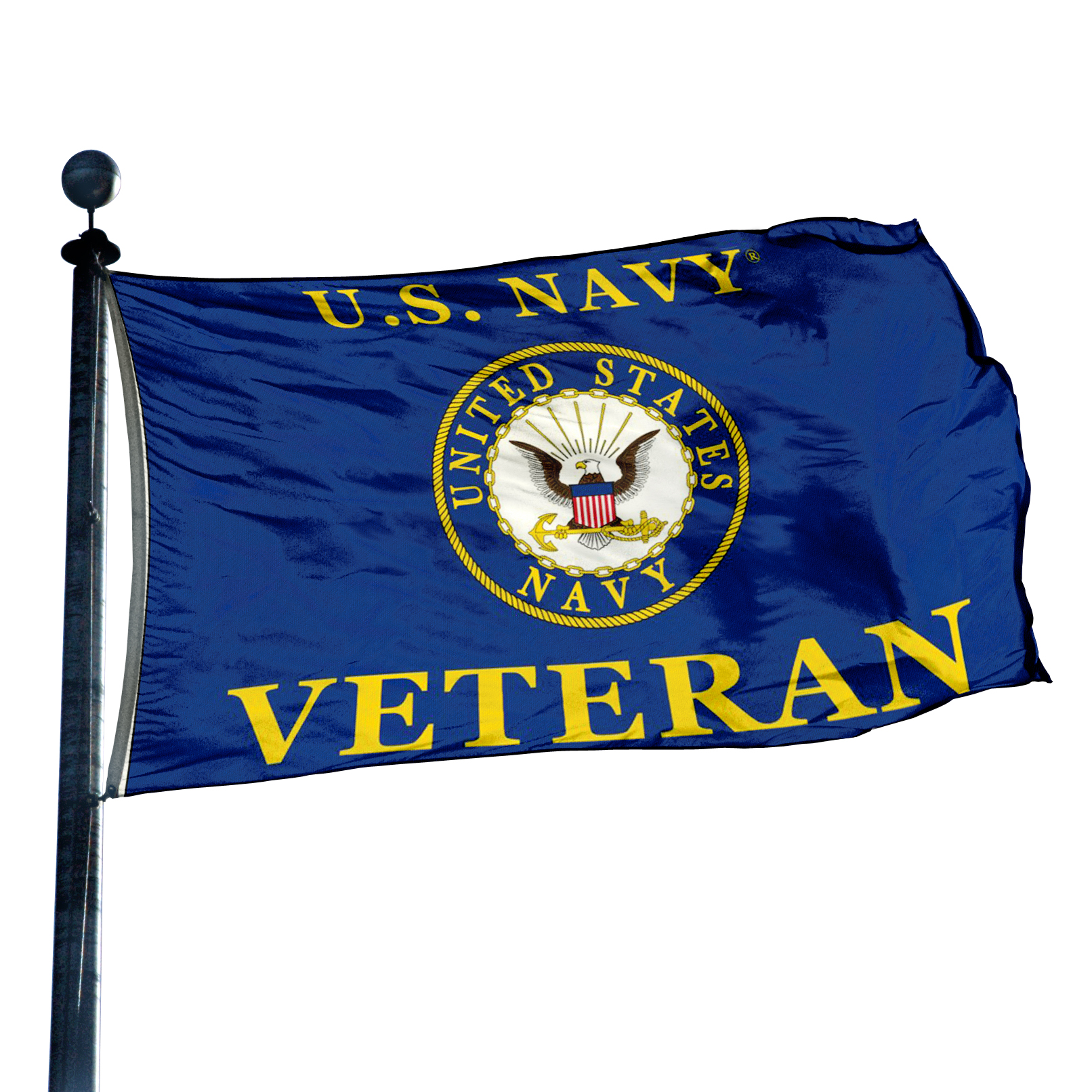 Navy Veteran Economy Polyester Flag (3 ft. x 5 ft.) | FlagandBanner.com