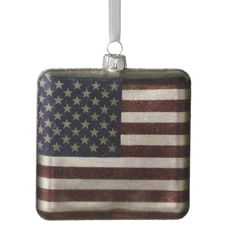 USA Flag Glass Ornament | FlagandBanner.com