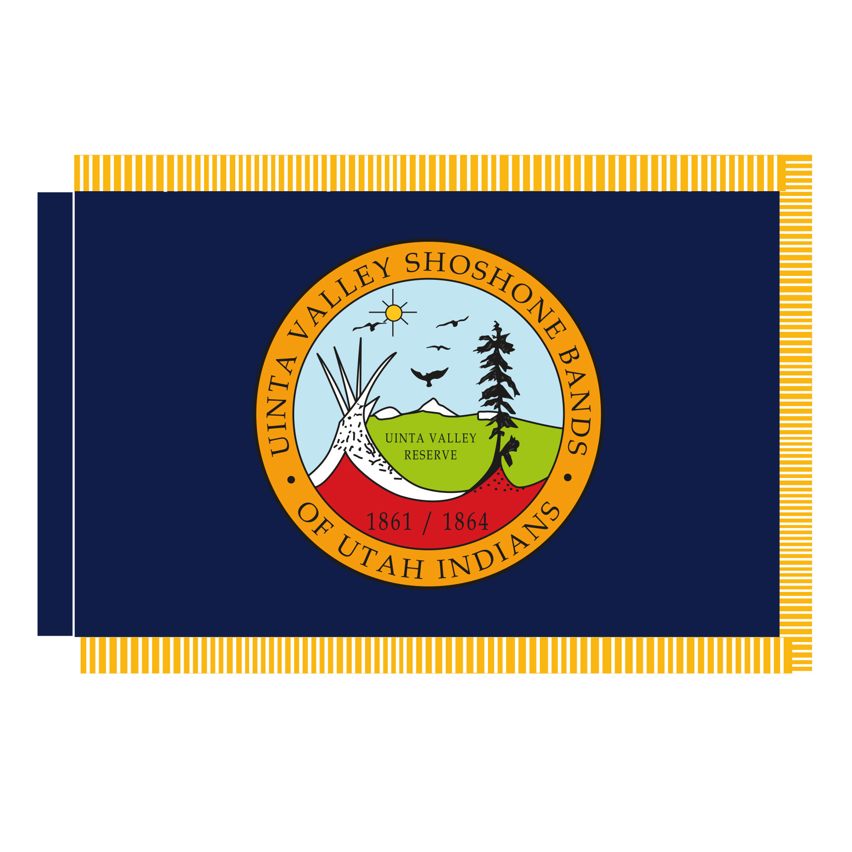 Uinta Valley Shoshone Bands of Utah Indians Pole Hem & Fringe Flag (3x5 ...