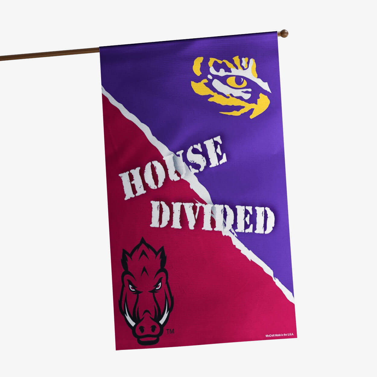 Arkansas Razorbacks VS LSU House Divided Banner | FlagandBanner.com