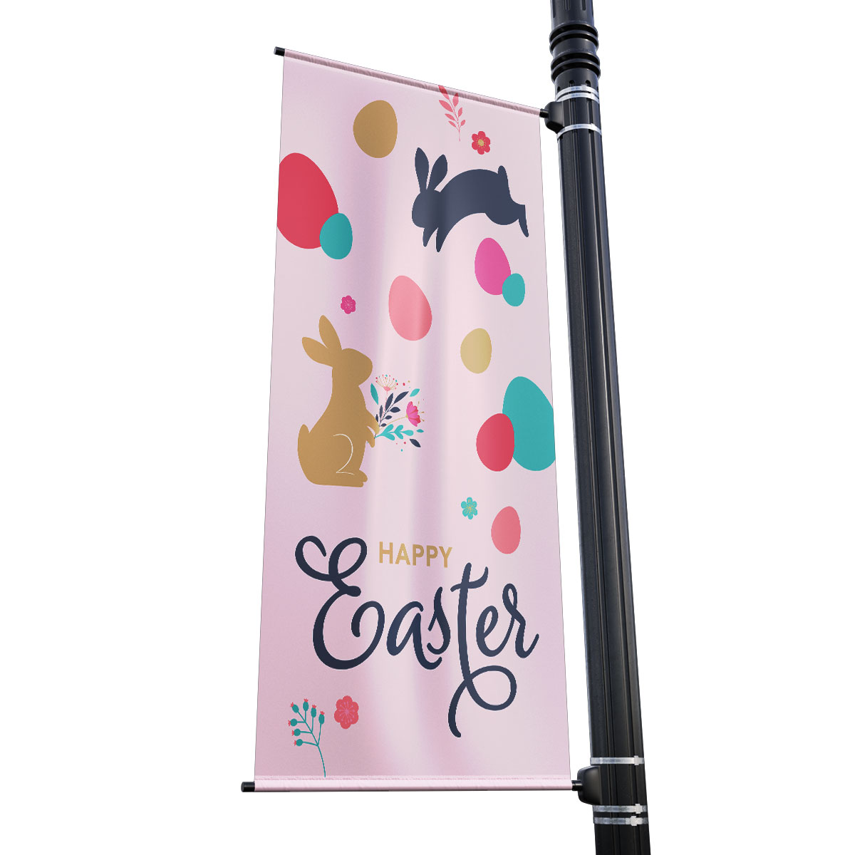 Easter Bunnies Street Pole Banner (30 in. x 96 in.) | FlagandBanner.com
