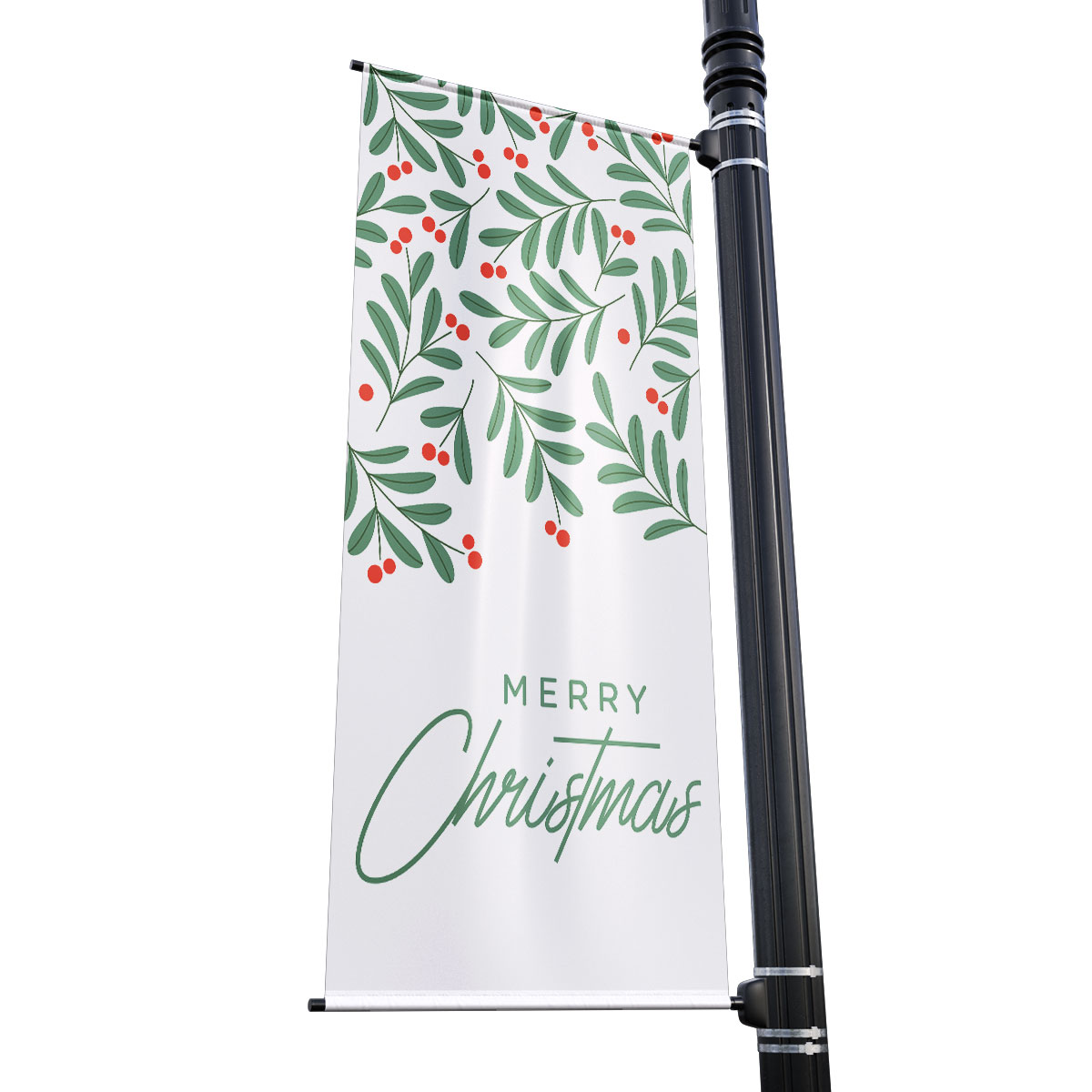 Merry Christmas Holly Berry Street Pole Banner (30 in. x 84 in ...