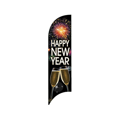 Happy New Year Holiday Feather Flag (2-1/2 ft. x 11 ft ...