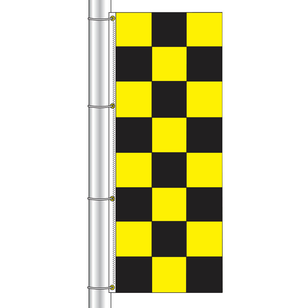 Black and Yellow Checkered Drape Flag (3 ft x 8 ft) | FlagandBanner.com