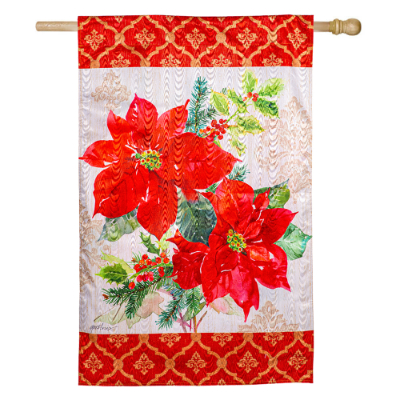 Gilded Poinsettia Moire House Flag (28 in. x 44 in.) | FlagandBanner.com