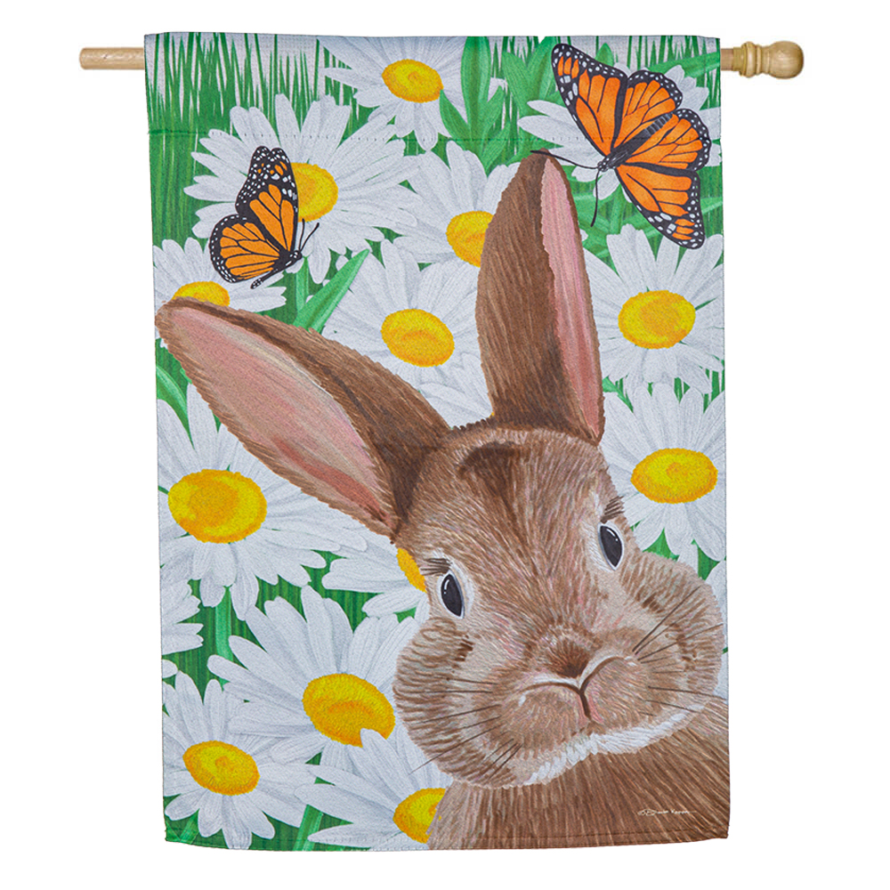 Hello Bunny Suede House Flag (28 in. x 44 in.) | FlagandBanner.com