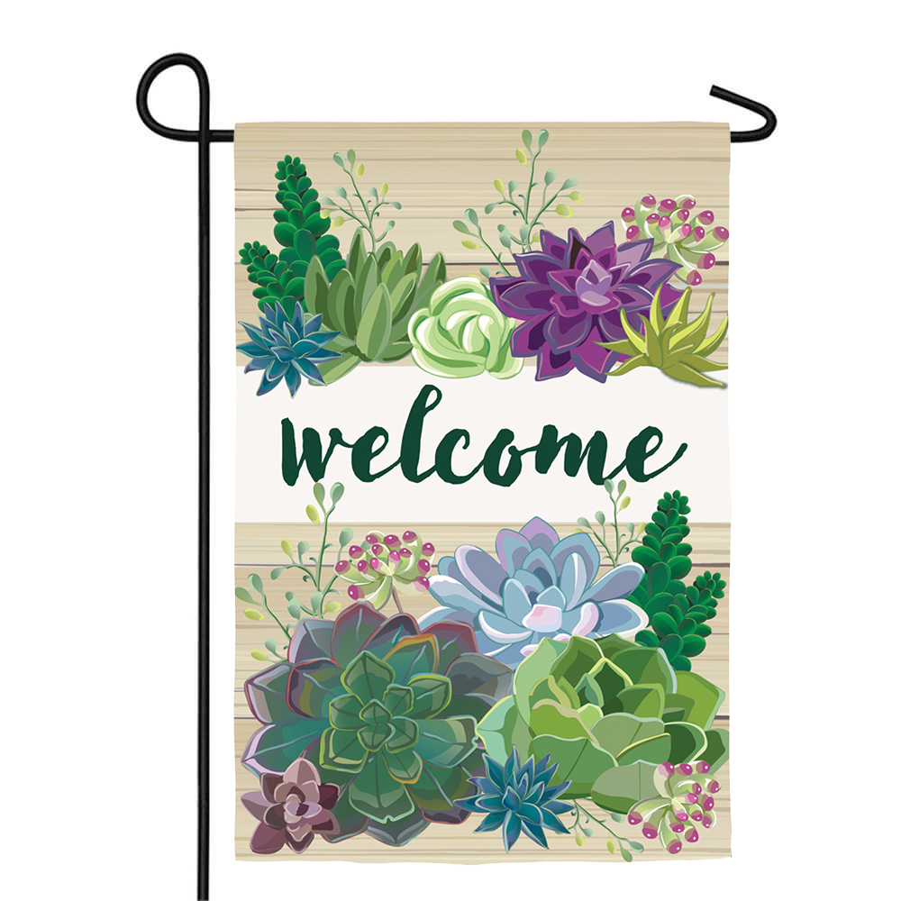 Succulent Burlap Garden Banner (13 in. x 18 in.) | FlagandBanner.com