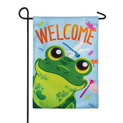 Friendly Frog Burlap Garden Banner (13 in. x 18 in.) | FlagandBanner.com