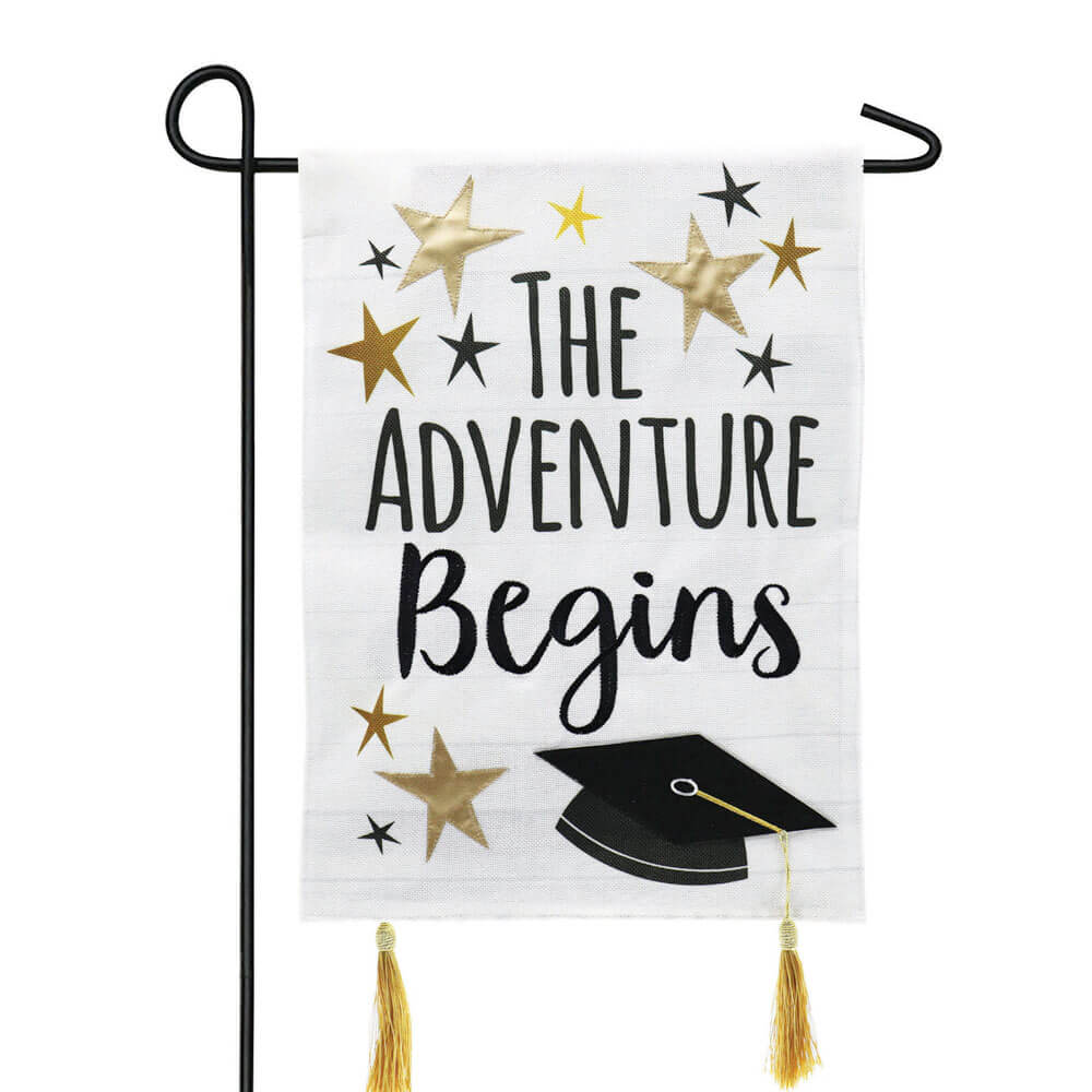 Graduation Adventure Burlap Garden Flag (12-1/2 in. x 18 in ...