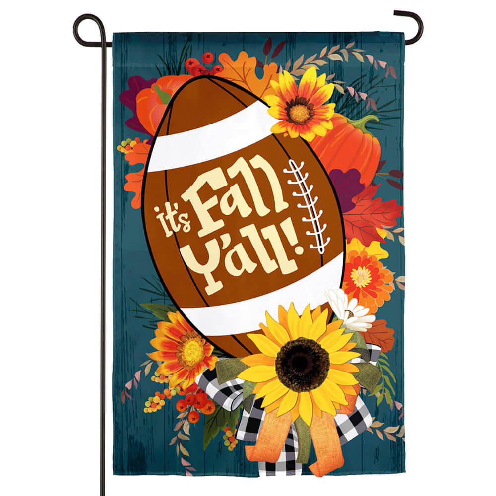 Fall Football Burlap Garden Flag | FlagandBanner.com