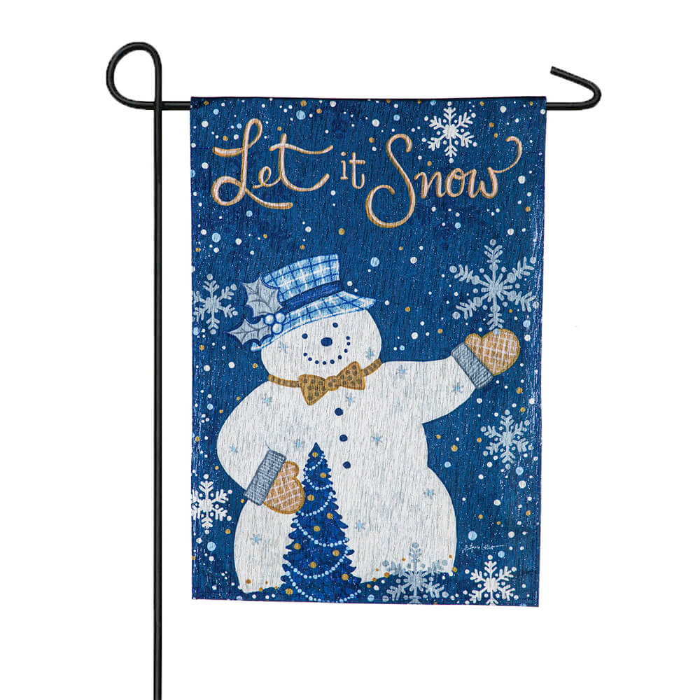 Let it Snow Glisten Garden Flag (12-1/2 in. x 18 in.) | FlagandBanner.com