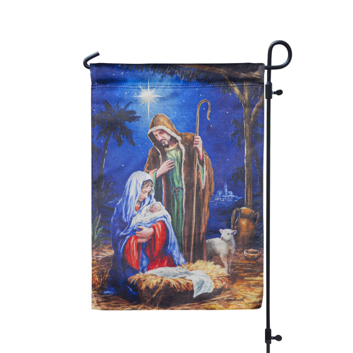 Holy Night Nativity Lustre Garden Flag (12-1/2 in. x 18 in ...