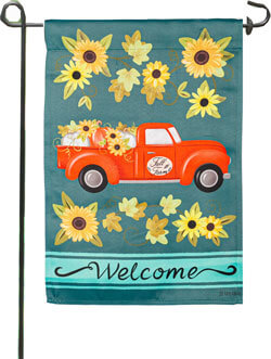 Fall Sunflower Truck Suede Garden Flag (12-1/2 in. x 18 in ...