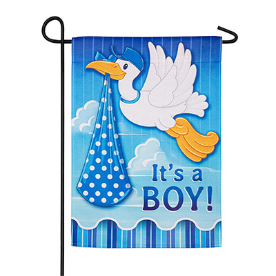 Delivery Stork Suede Garden Banner, Boy (13 in. x 18 in ...