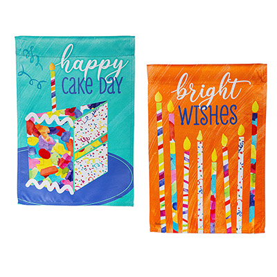 Birthday Party Reversible Suede Garden Banner (13 in. x 18 in ...