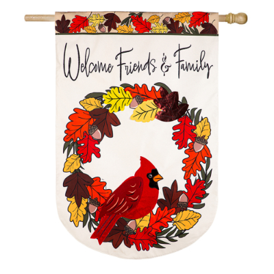 Welcome Friends & Family Cardinal Applique House Flag (28 in. x 44 in ...