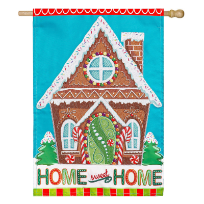 Gingerbread Applique House Flag (28 in. x 44 in.) | FlagandBanner.com