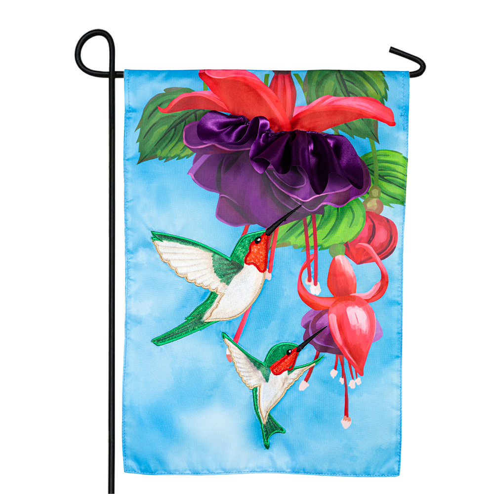Hummingbirds Applique Garden Flag (13 in. x 18 in.) | FlagandBanner.com