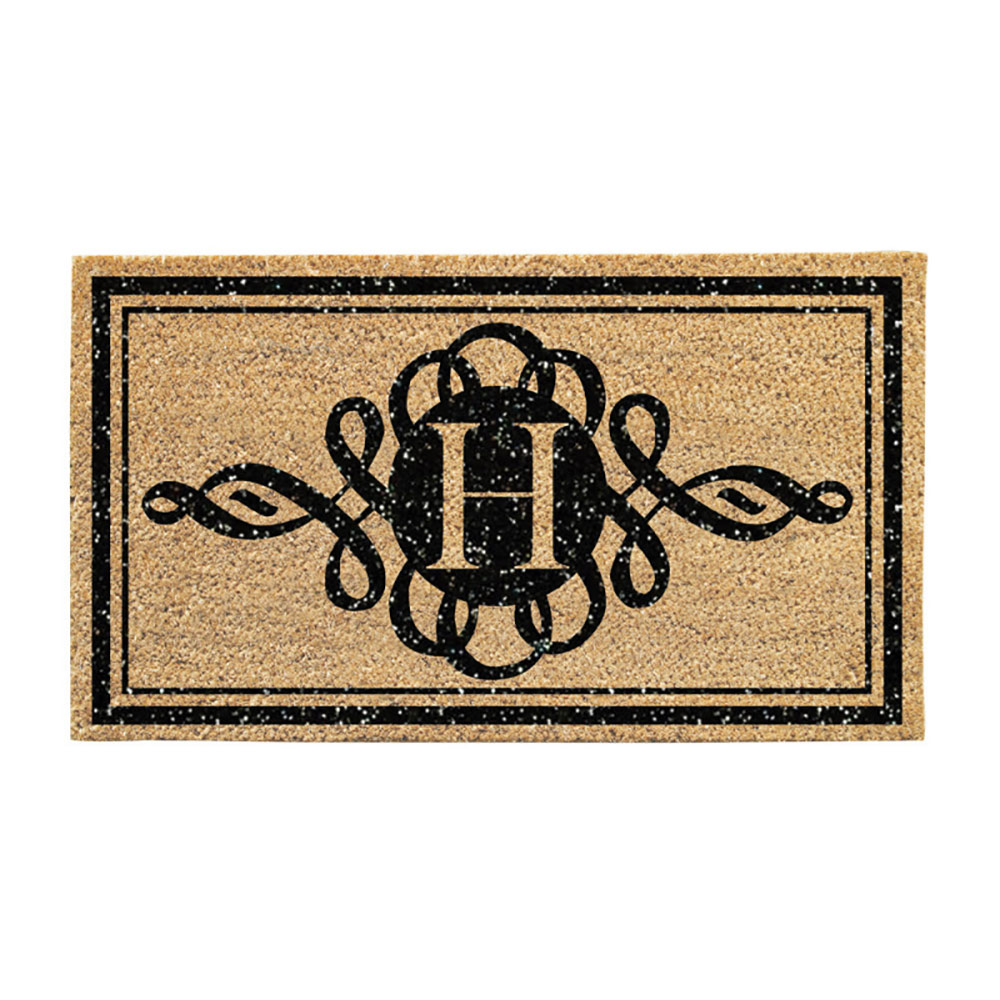 H Monogram Scroll Coir Mat | FlagandBanner.com