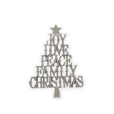Solid Pewter Christmas Tree Ornament, Holiday Sentiments ...
