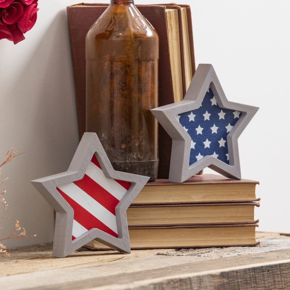 Patriotic Star Wooden Table Decor (6 in.) | FlagandBanner.com