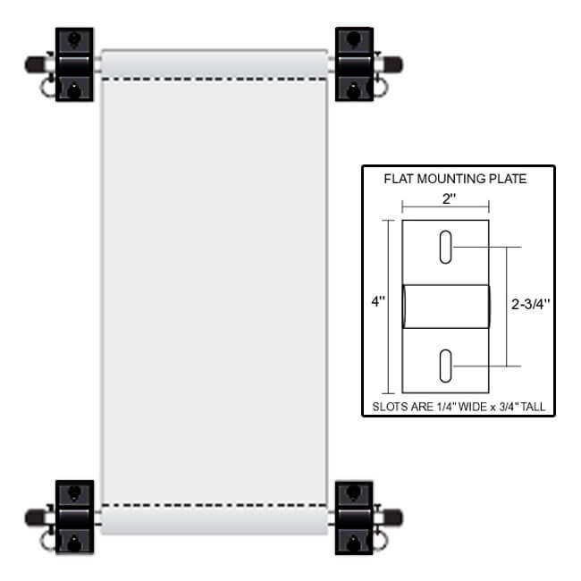 Wall or Column Mount Top & Bottom Fiberglass Banner Bracket Kit, Silver ...