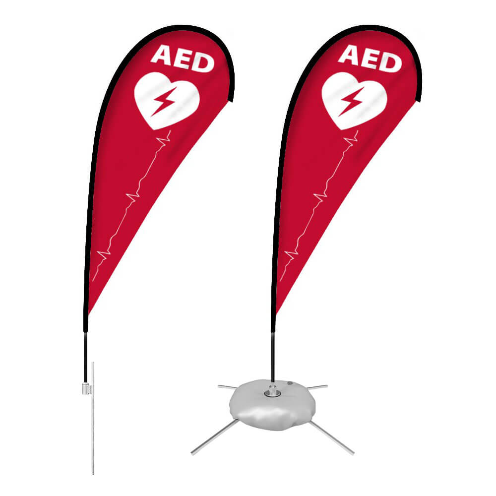 AED Teardrop Flag Set | FlagandBanner.com