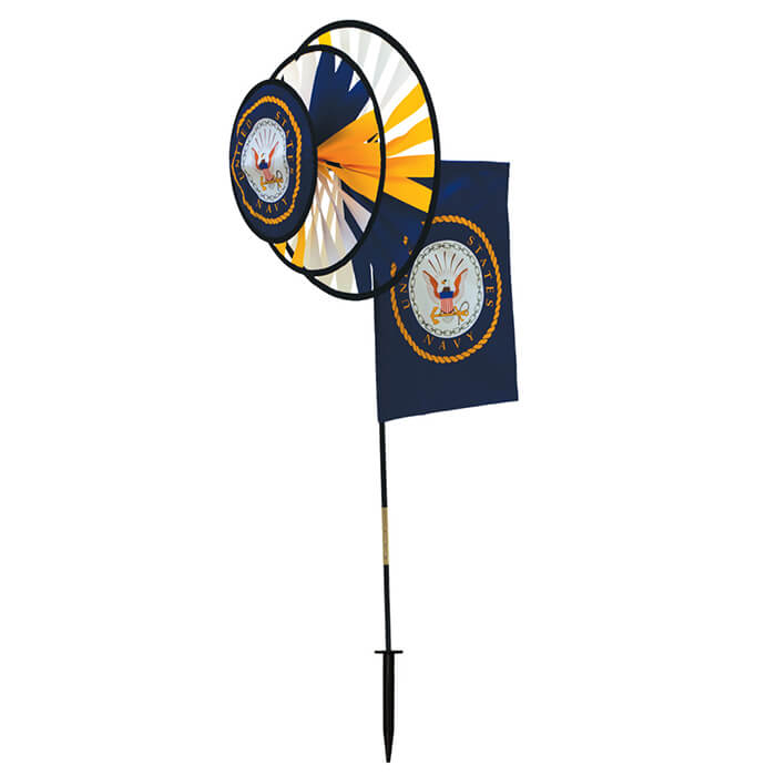 Navy Dual Wheel Spinners with Flag | FlagandBanner.com