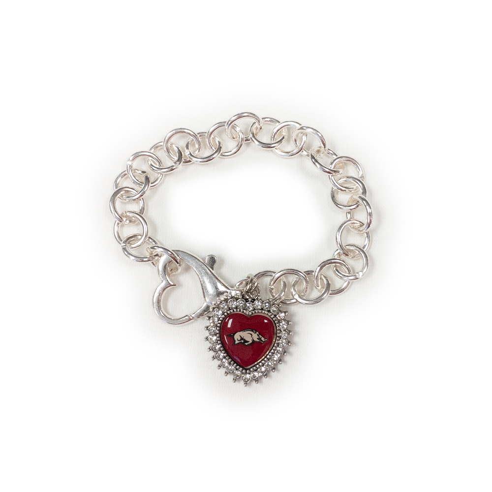 Arkansas Razorbacks Heart Clasp Bracelet | FlagandBanner.com