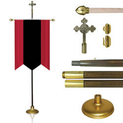 Gonfalon Ceremonial Banner Pole Kit with Catholic Cross Ornament ...