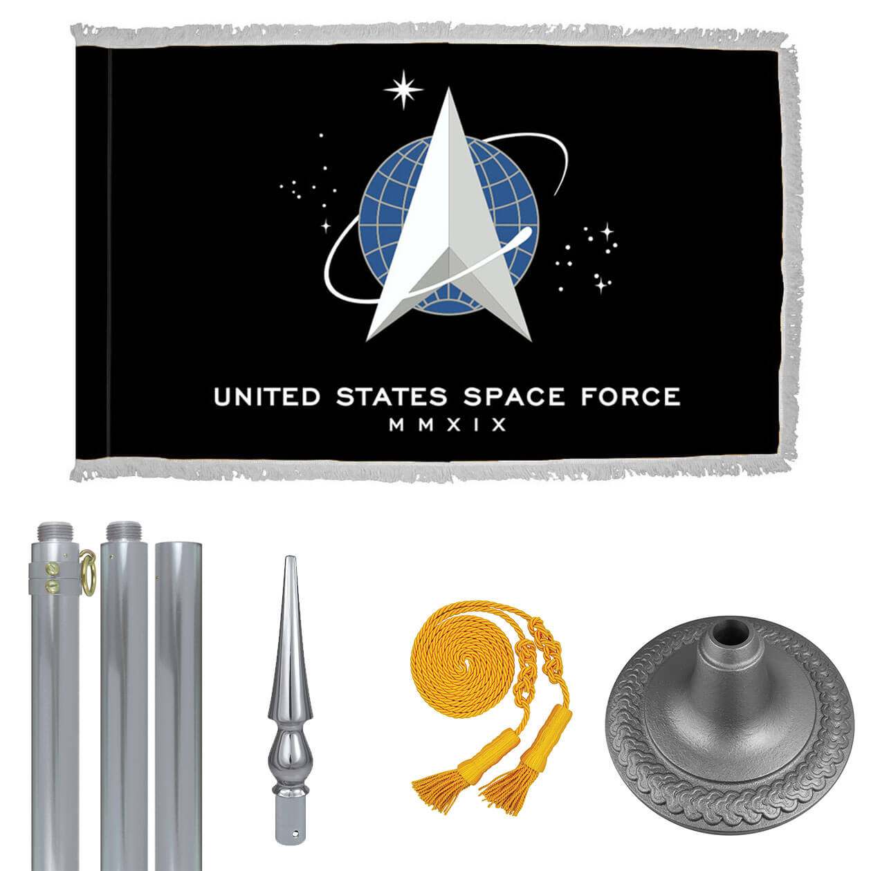 Space Force Flag Kit (Chrome Pole) | FlagandBanner.com