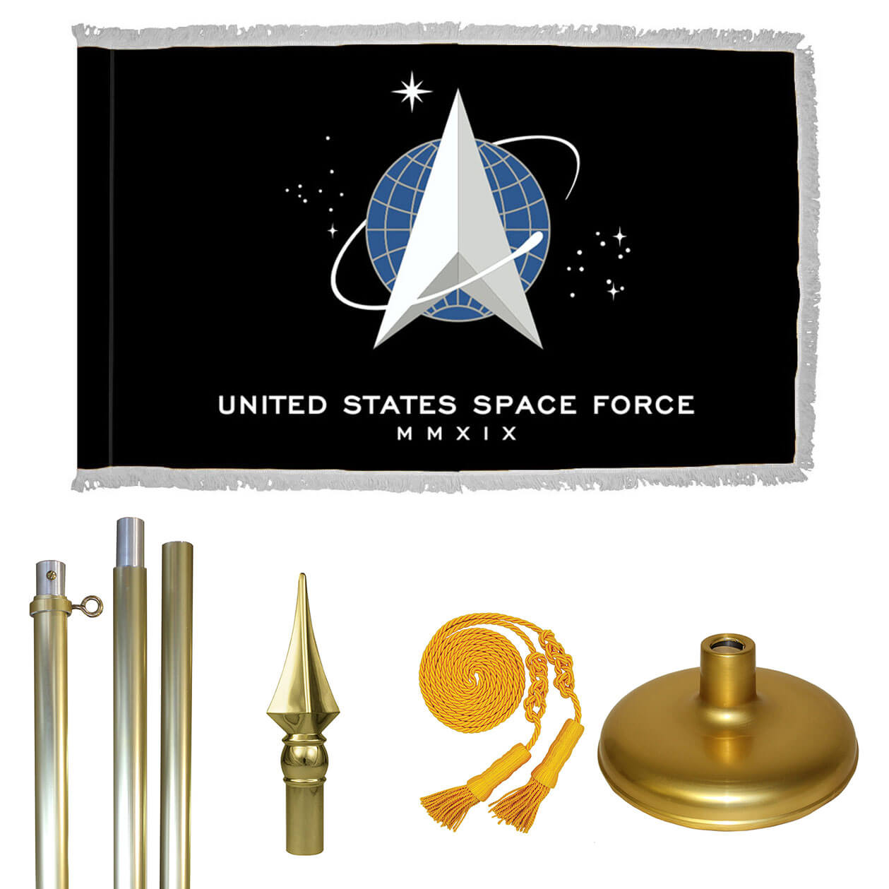 Space Force Flag Kit (8 ft. x 1-1/4 in. Gold Aluminum Pole ...
