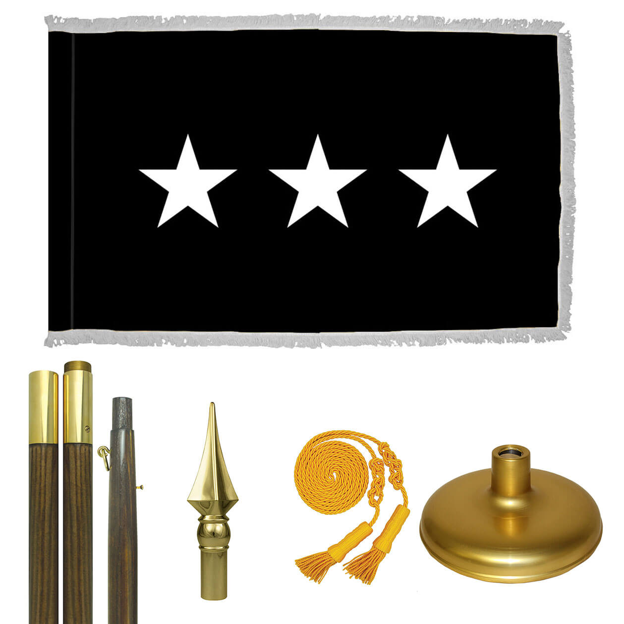 Space Force Lt. General Flag Kit (Oak and Brass Pole) | FlagandBanner.com