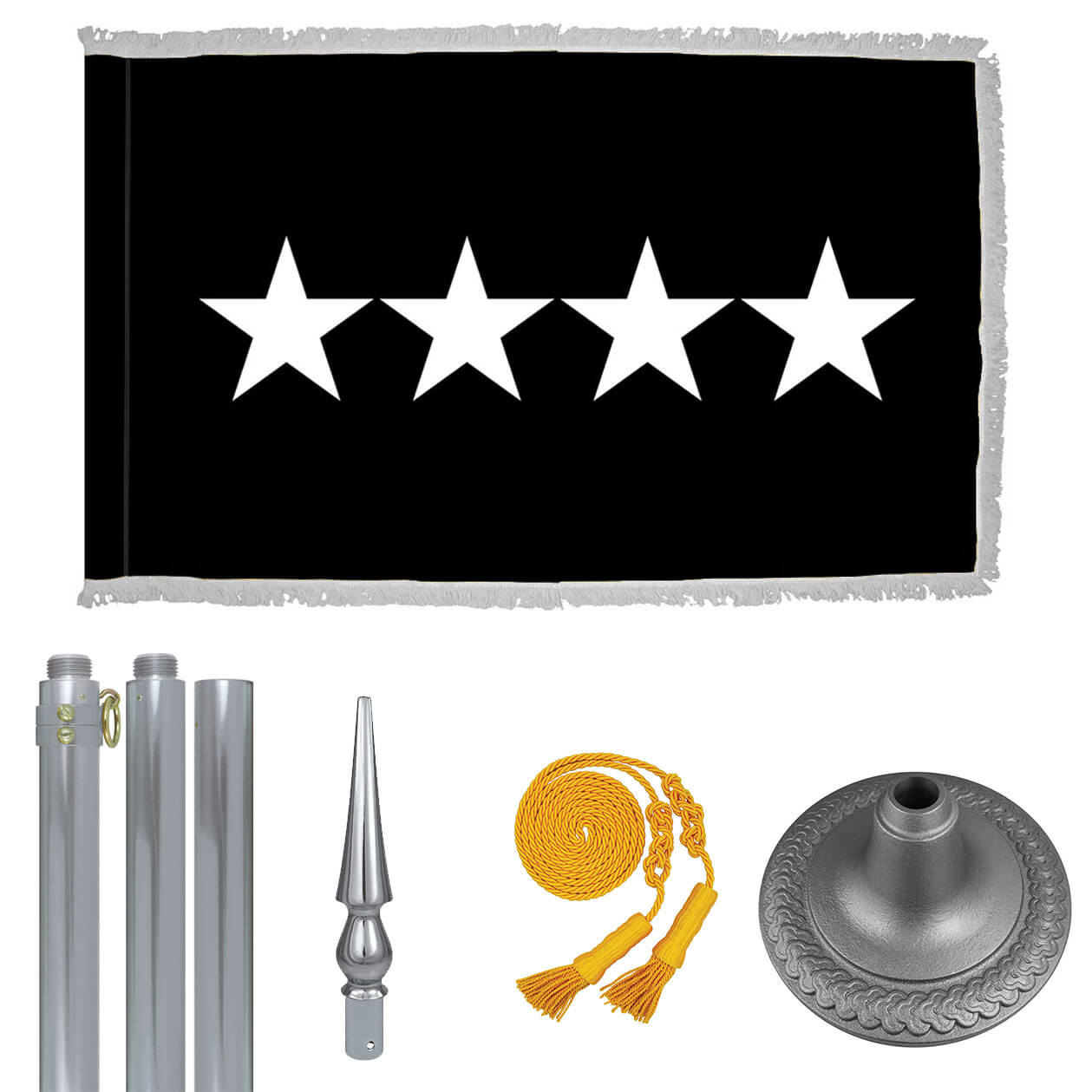 Space Force Retired General Flag Kit (8 ft. x 1 in. Silver Aluminum ...