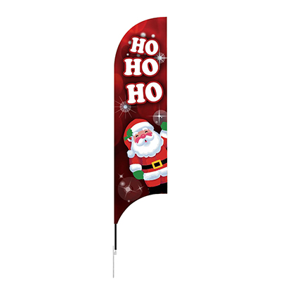 Ho Ho Holiday Feather Flag, Red | FlagandBanner.com