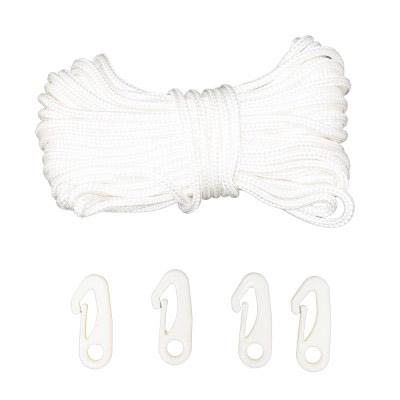 50 ft. White Nylon 1/4 in dia Halyard Rope with 4 Nylon Snap Hooks ...