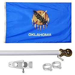 Oklahoma Tangle Free Flagpole Set - white flagpole | FlagandBanner.com