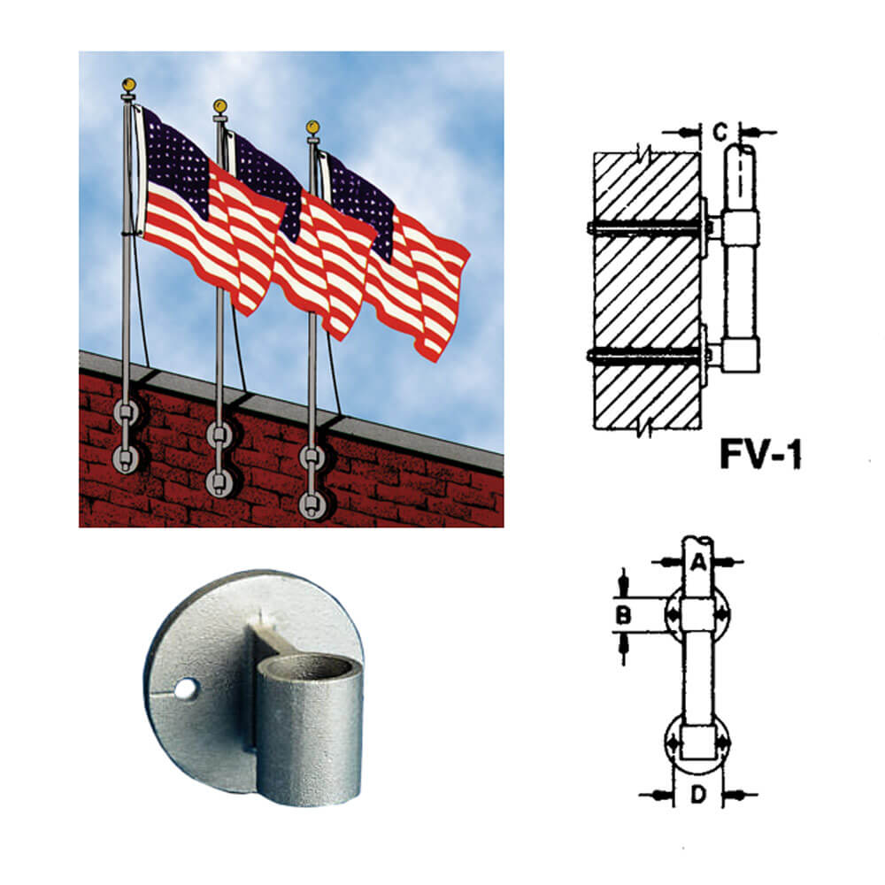 Straight Shaft Vertical Wall-Mount Flagpole | FlagandBanner.com