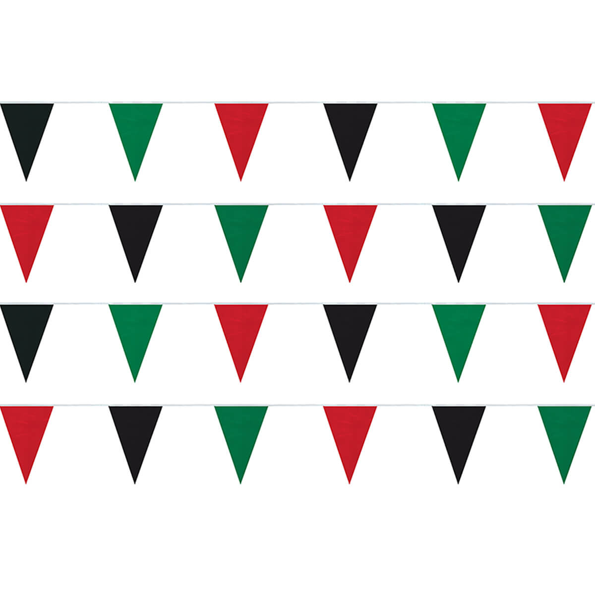 Red/Black/Green Heavy Duty String Large Pennants | FlagandBanner.com