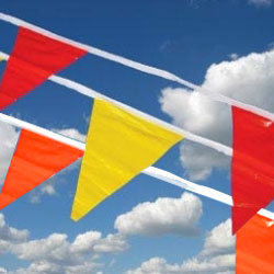 OSHA Blue Safety String Pennants, 105 ft | FlagandBanner.com