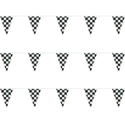 Black and White Checkered Polyethylene String Triangle Pennants ...
