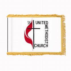 Methodist Flag Fringed with Pole Hem | FlagandBanner.com
