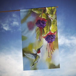 Hummingbird and Fuchsias House Banner (28 in x 40 in) | FlagandBanner.com
