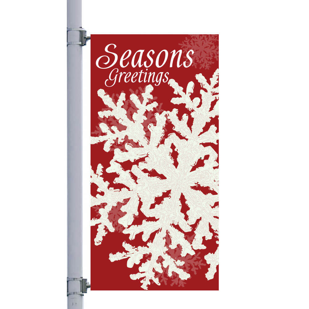 Red Icy Winter Street Pole Banner | FlagandBanner.com