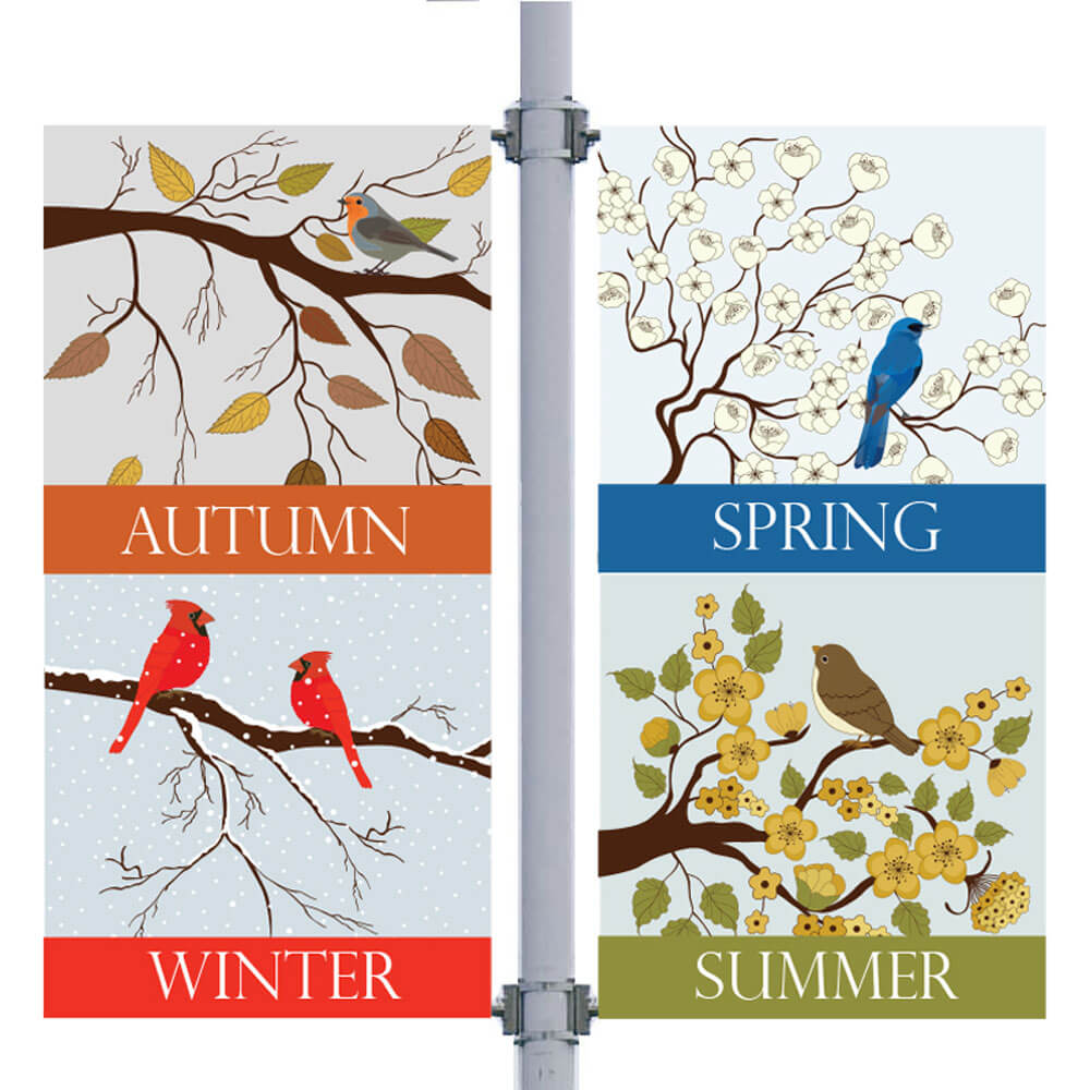 Seasonal Birds Double Street Pole Banner | FlagandBanner.com