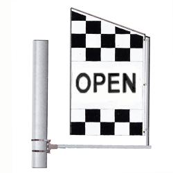 Checkered Open Crazy Flag, 20121025-229471 | FlagandBanner.com