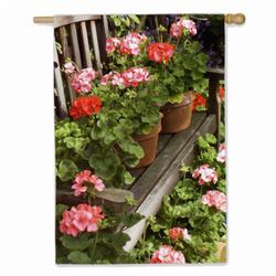 Geraniums Bench Banner | FlagandBanner.com
