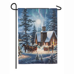 Silent Night LED 2 Sided Light Up Solar Garden Flag | FlagandBanner.com