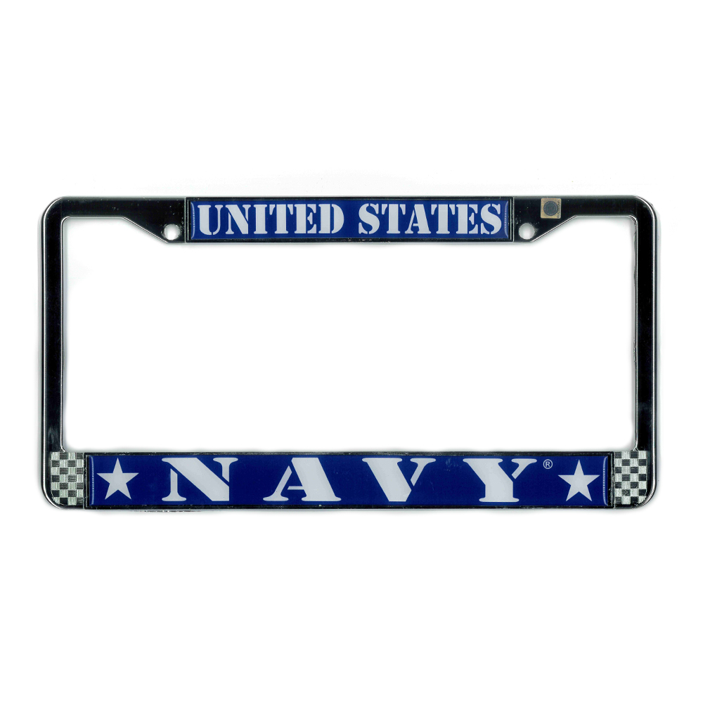 Navy License Plate Frame | FlagandBanner.com